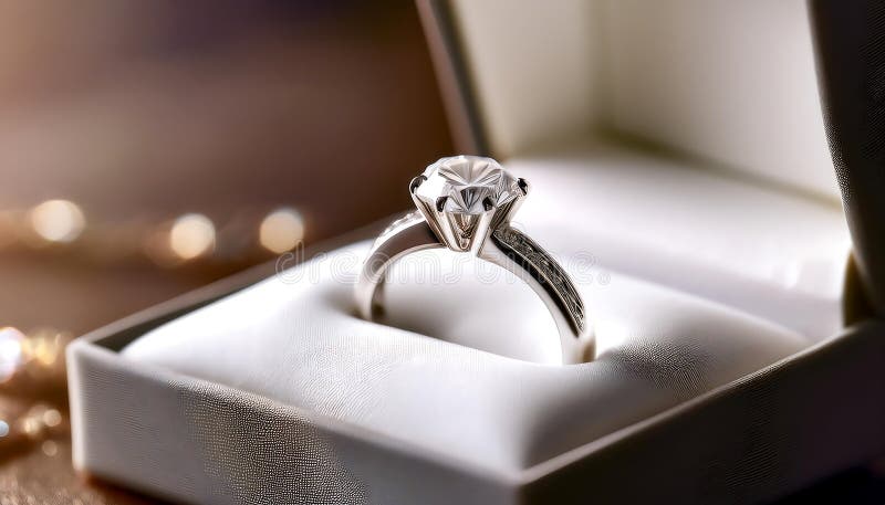 Diamond Engagement Ring in a Box, Highlighting Its Elegance and ...