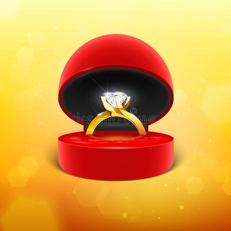 Diamond Engagement Ring in Box Stock Vector - Illustration of happy ...