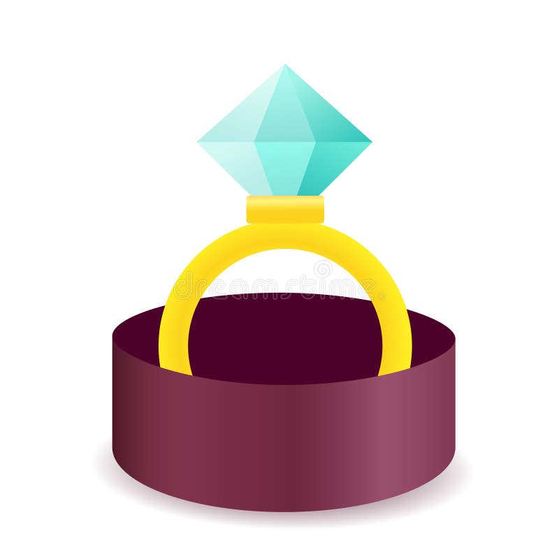 Open Box for Ring with Diamonds Inside on a White Background Stock ...