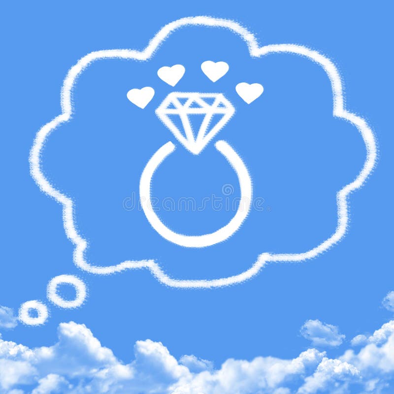 Diamond Engagement Ring Cloud Shape Stock Illustration - Illustration ...