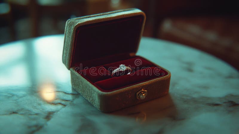 Diamond Engagement Ring in Elegant Gift Box Stock Illustration ...