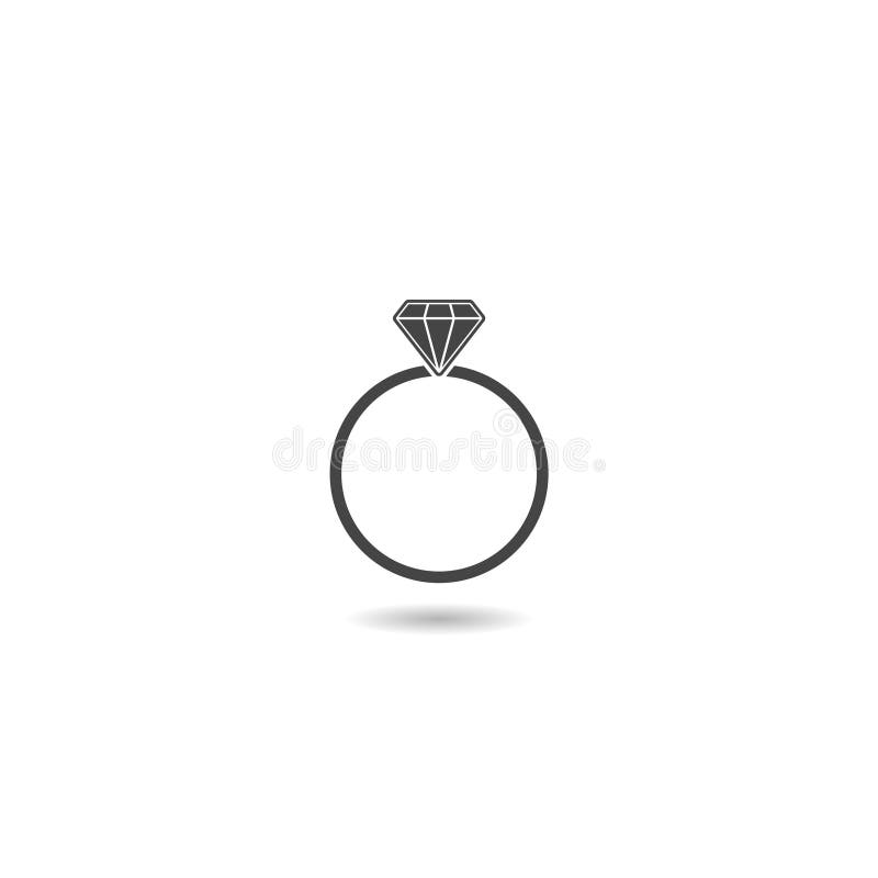Diamond Engagement Ring Icon with Shadow Stock Vector - Illustration of ...