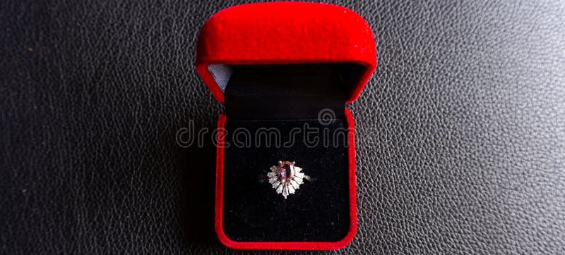 Diamond Engagement Ring in Red Box Stock Photo - Image of marriage ...