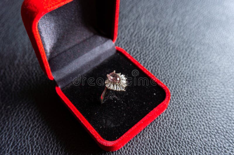 Diamond Engagement Ring in Red Box Stock Image - Image of expensive ...