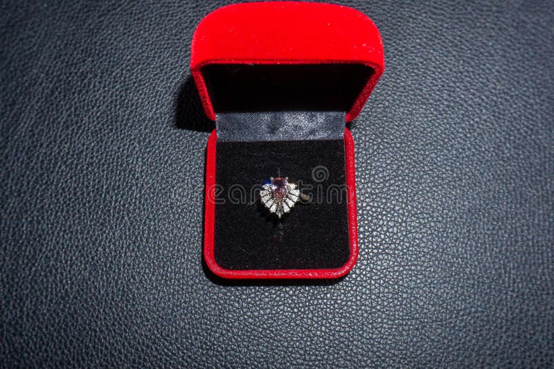 Diamond Engagement Ring in Red Box Stock Photo - Image of gold, silver ...