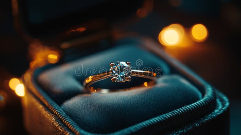 Diamond Engagement Ring in a Velvet Box Stock Illustration ...