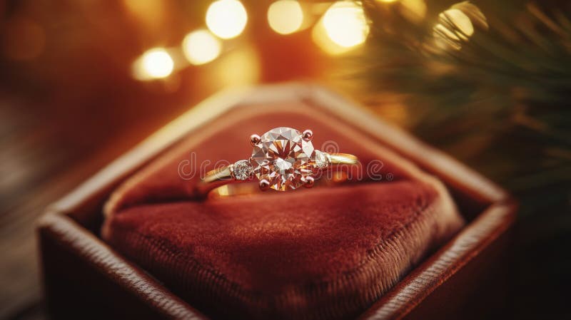 Diamond Engagement Ring in a Velvet Box Stock Illustration ...