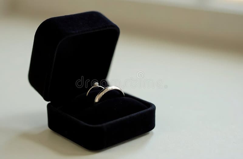 Diamond Engagement Rings in Black Velvet Box on Light Background. AI ...