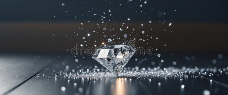 A Diamond Falling To the Floor and Breaking Down. Stock Image - Image ...