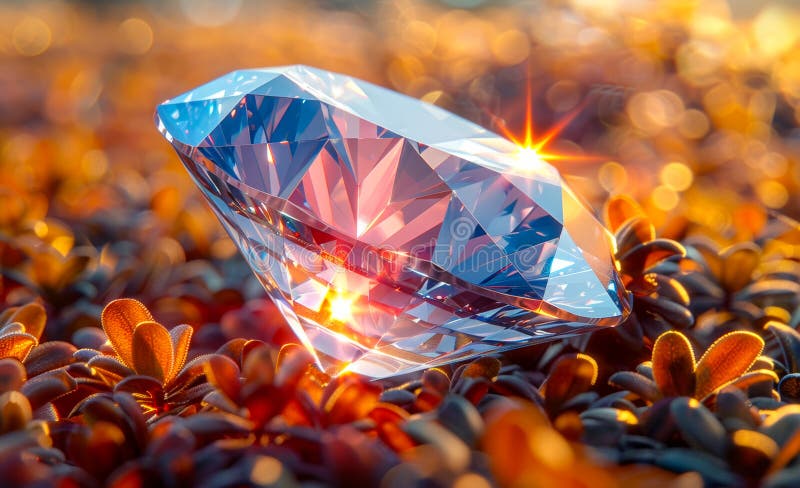 A Diamond is on a Field of Grass. the Diamond is Shining Brightly in ...