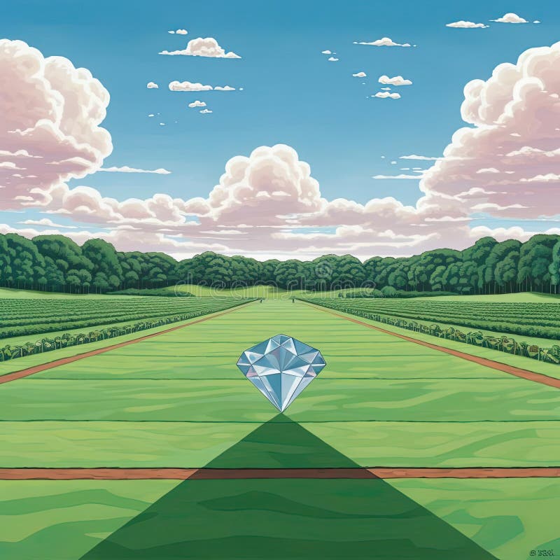 Diamond in the Field - Vector Illustration - Blue Sky with Clouds Stock ...