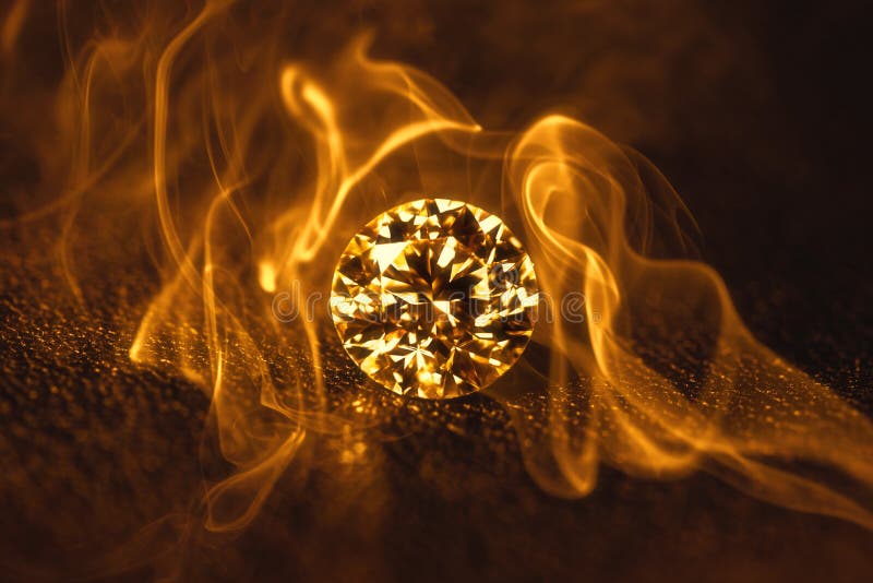 Fire Diamond Upper View on Ice Background. Stock Image - Image of jewel ...