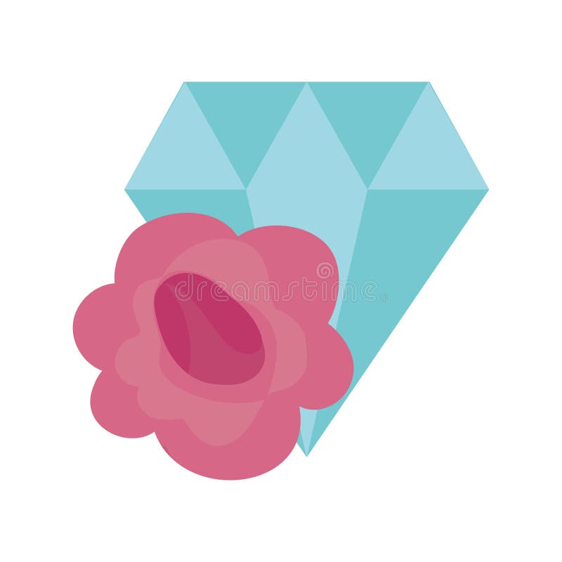 Diamond and Flower Icon on White Background Stock Vector - Illustration ...