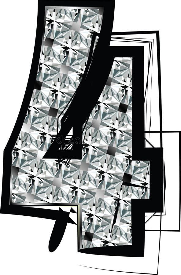 Diamond Font Number 4 ilustración del vector. Ilustración de brillante ...