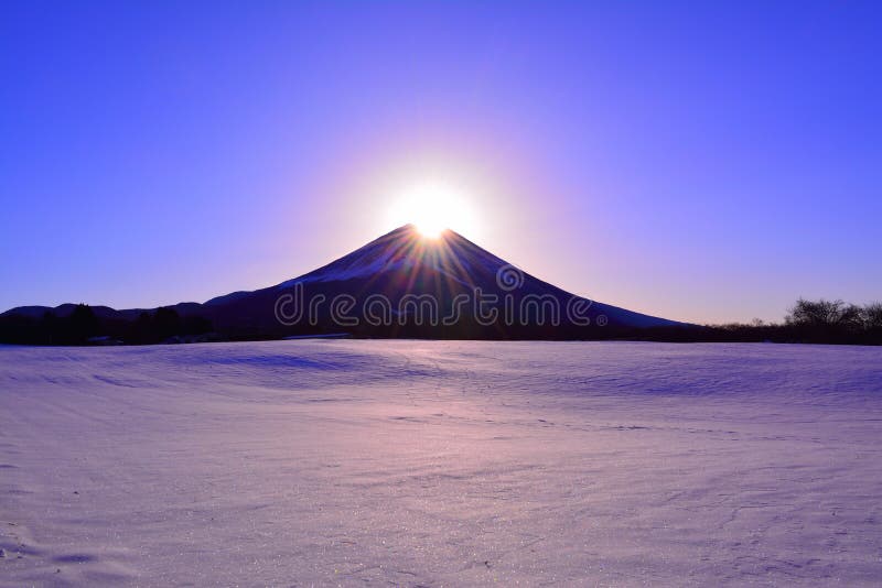 Diamond Mt.Fuji from Lake Tanuki Wide Panorama Stock Image - Image of ...