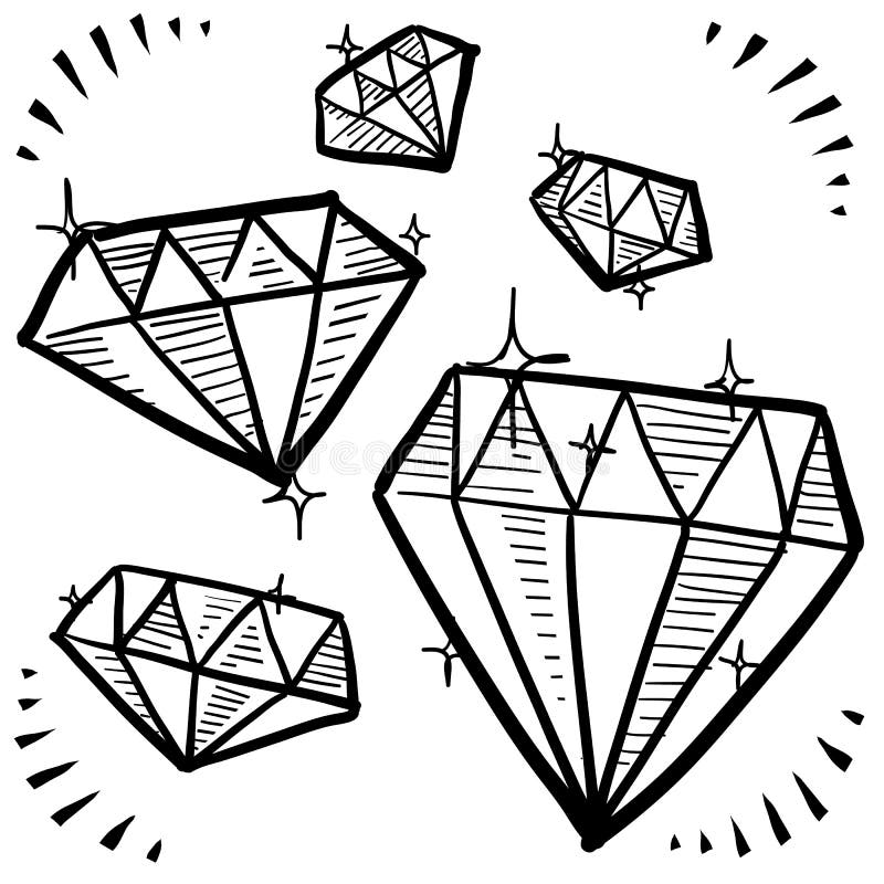 Diamond gem sketches stock vector. Illustration of drawing - 28273345