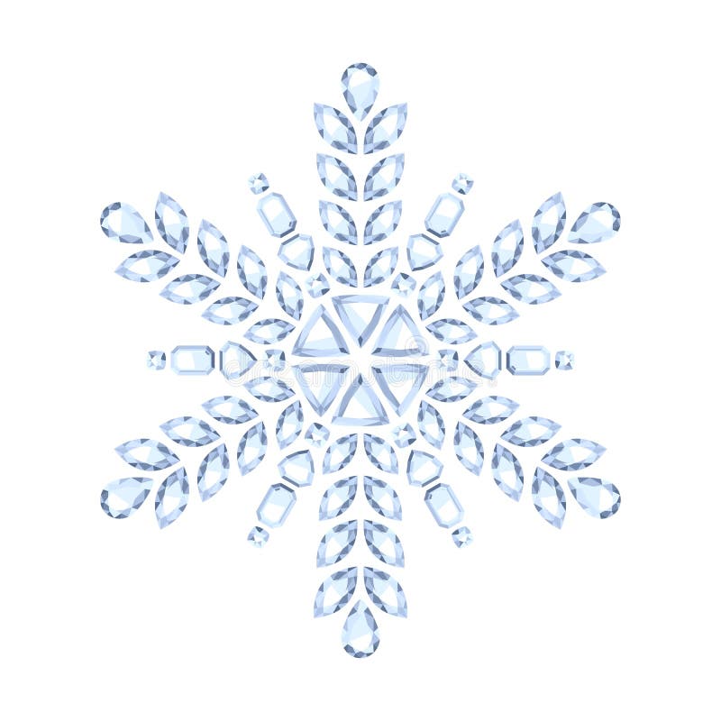 Shiny Snowflake Made of Precious Stones on Black Background Stock ...