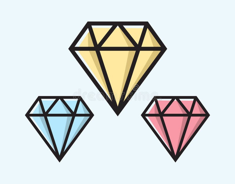 Gemstone Icon Set. Diamond Icons Stock Illustration - Illustration of ...