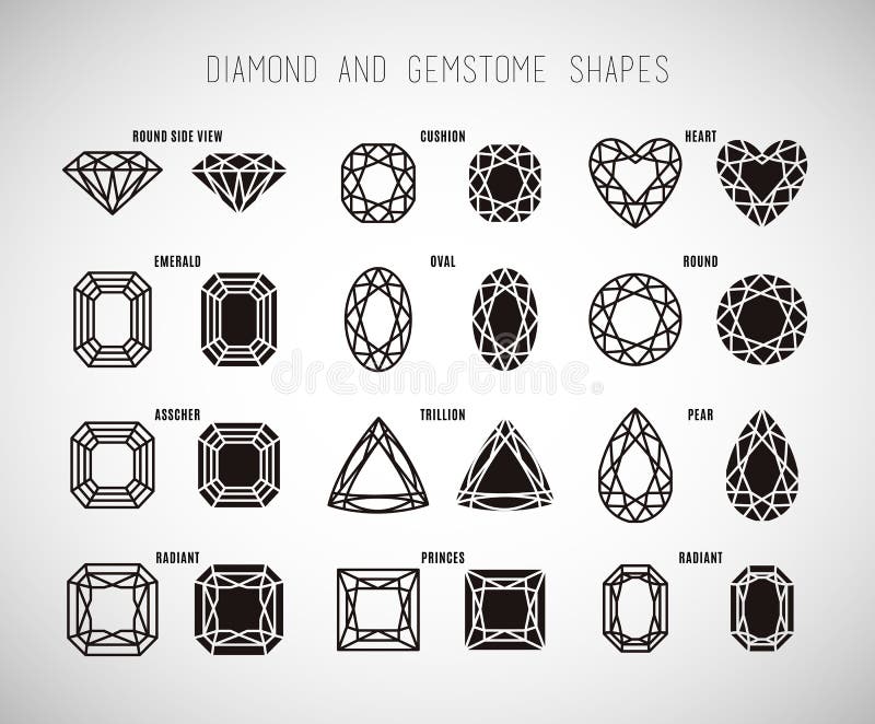 Diamond and Gemstone Shape Set. Stock Vector - Illustration of ...