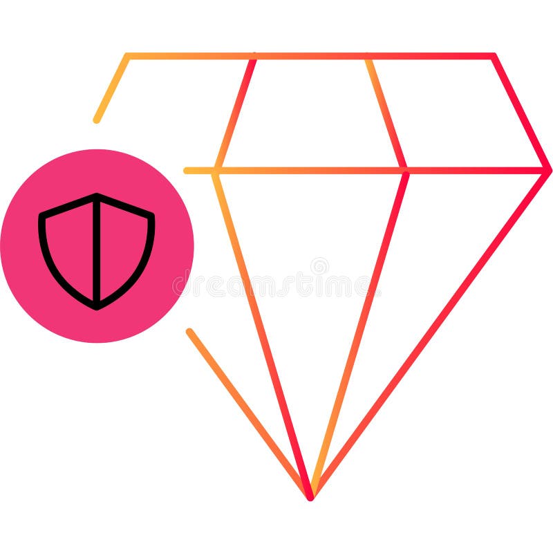 Diamond Gemstone Under Shield Protect Vector Icon Stock Vector ...