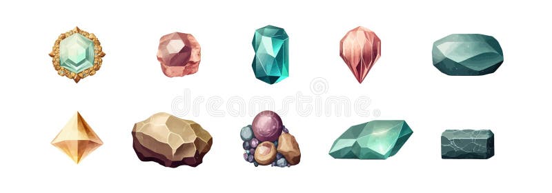 Diamond Gemstone Vector Cartoone Style Illustration. Magic Stones ...