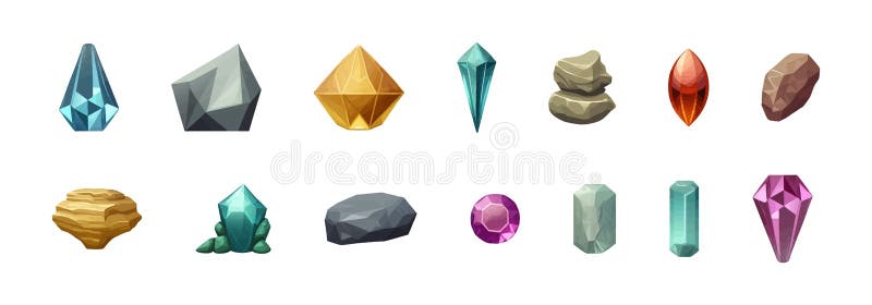 Diamond Gemstone Vector Cartoone Style Illustration. Magic Stones ...