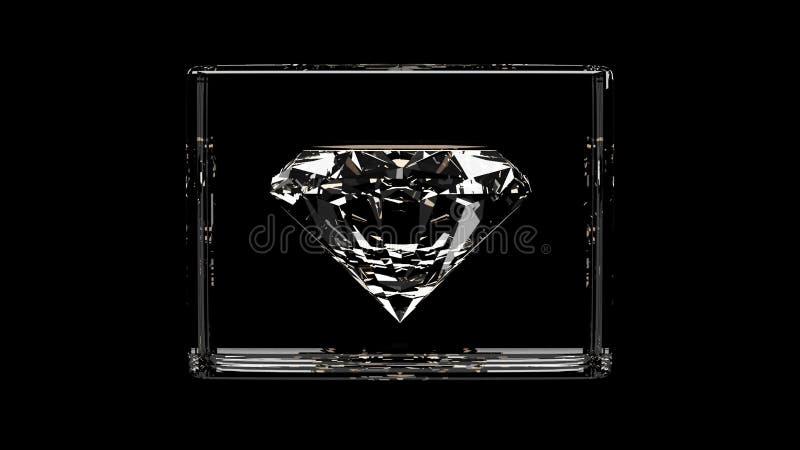 Diamond with Glass Box on Black Background. 3d Render Animation Stock ...