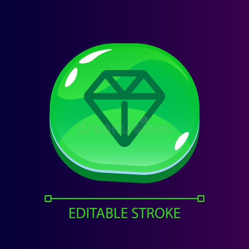 Diamond Glossy Ui Button with Linear Icon Stock Vector - Illustration ...