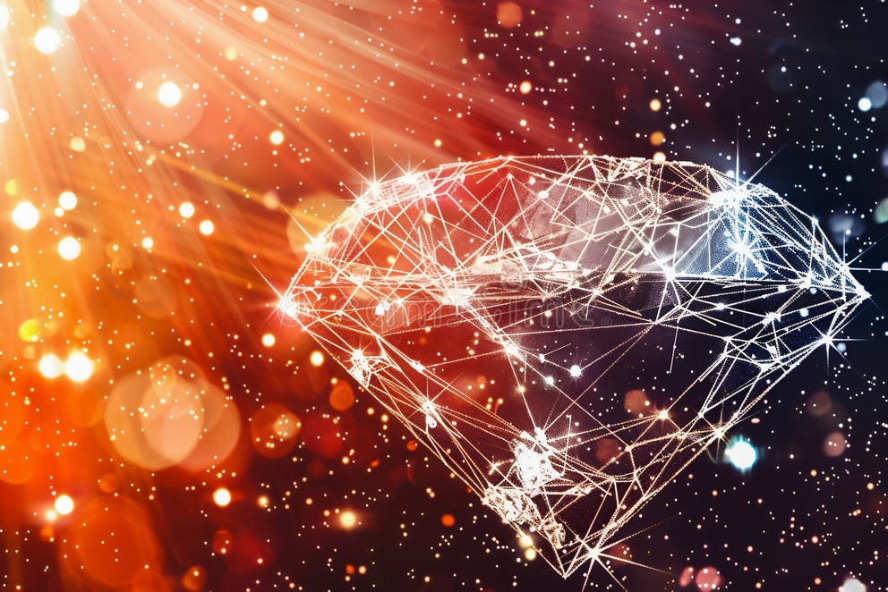 Diamond on Gradient Background with Bokeh Lights Stock Photo - Image of ...