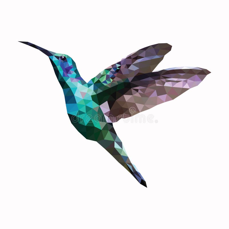 Diamond Green Low Poly Image of Flying Bird with Beautiful Wings Stock ...