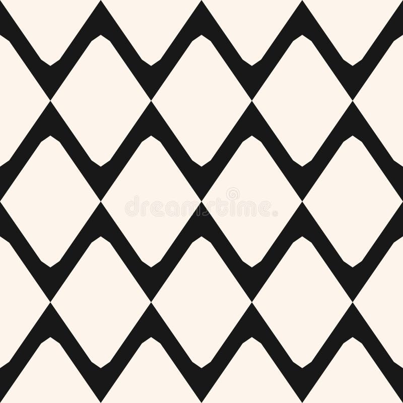 Diamond Grid Seamless Pattern. Vector Rhombuses Texture. Black and ...
