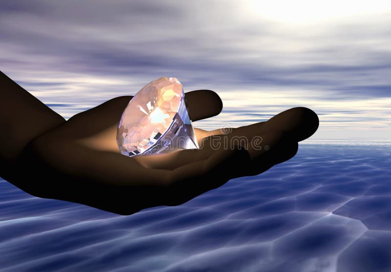 Diamond in hand stock illustration. Illustration of jewelery - 13436259