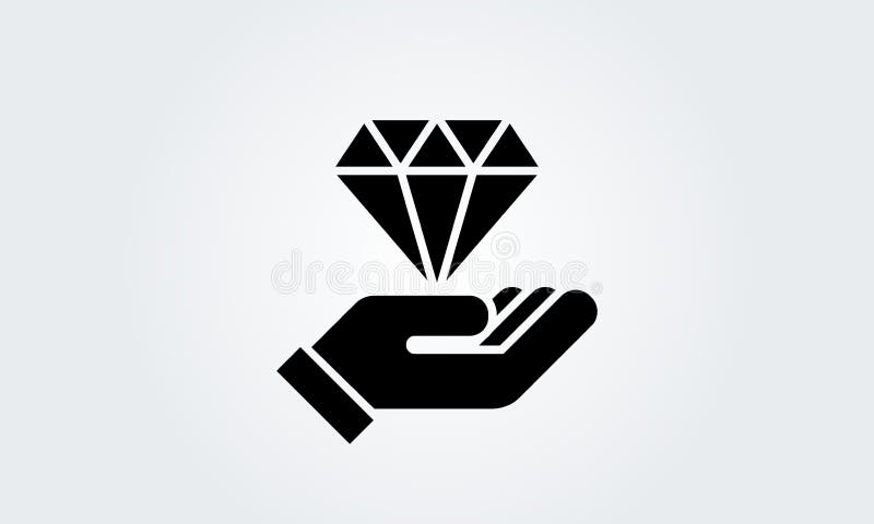 Diamond in Hand Icon, Luxury Gem Crystal or Brilliant, Jewel, Thin Line ...