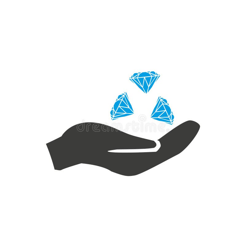 Diamond with Hand Icon Design. Diamond with Hand Icon in Trendy Flat ...