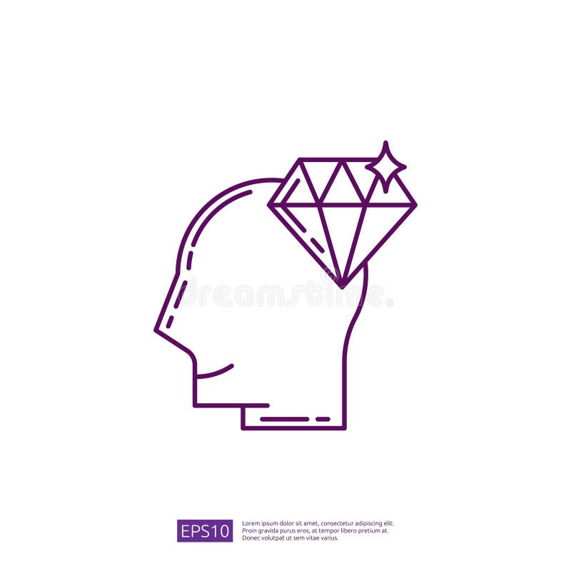Diamond in the Head Icon. Concept for Business, Success, Leadership ...