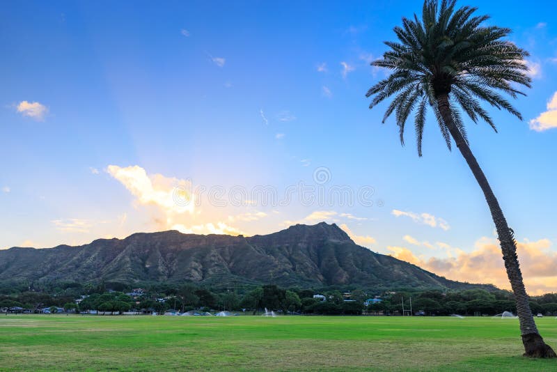Diamond Head at Sunrise, Oahu, Hawaii Stock Image - Image of tourist ...