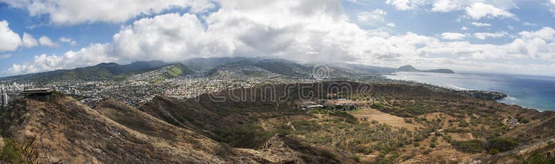 Diamond Head View - Panoramic Stock Photo - Image of state, city: 68940320