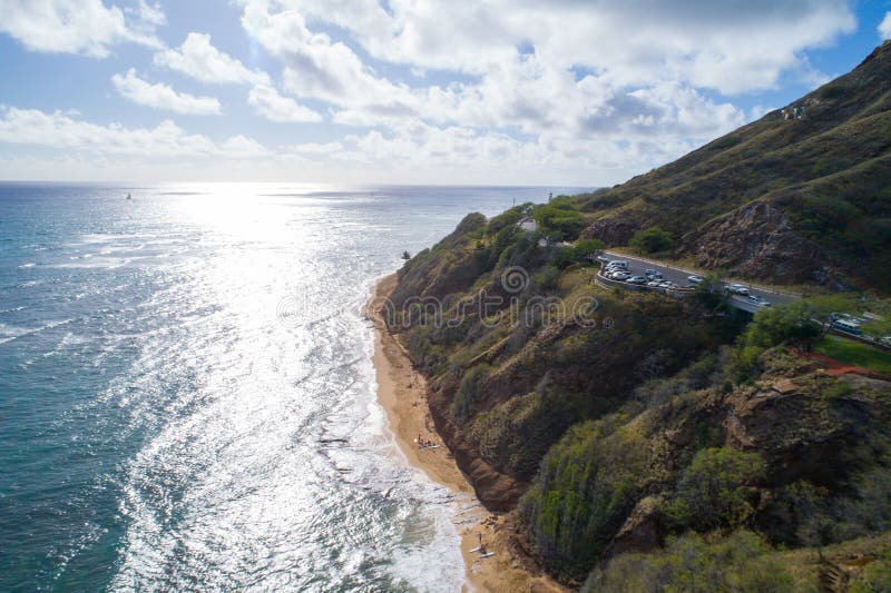 Diamond Head Volcano stock photo. Image of water, glare - 86925774