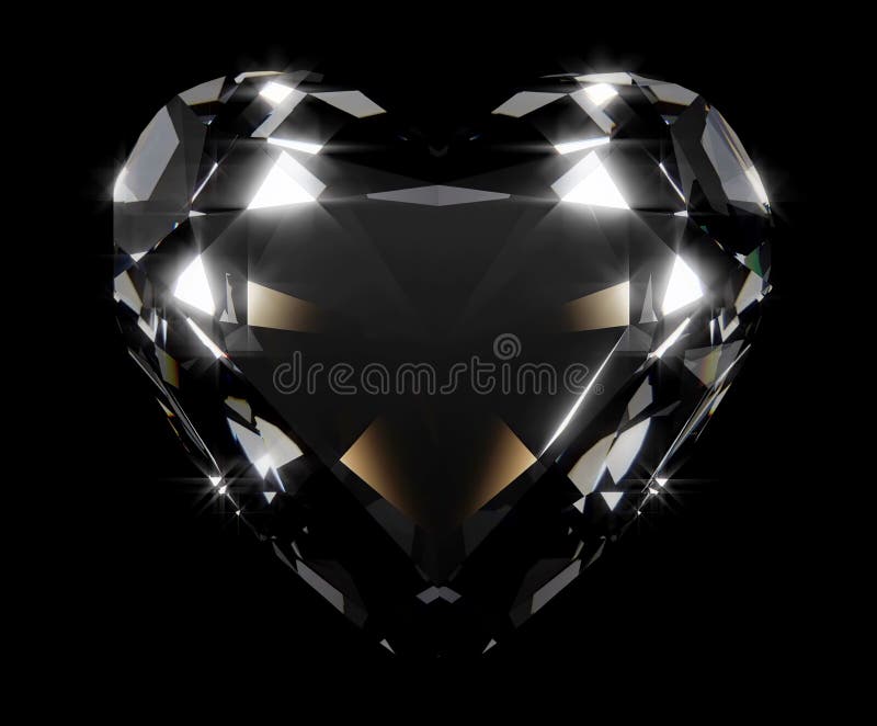 Diamond Heart Gem Silhouette in the Dark - 3D Illustration Stock ...
