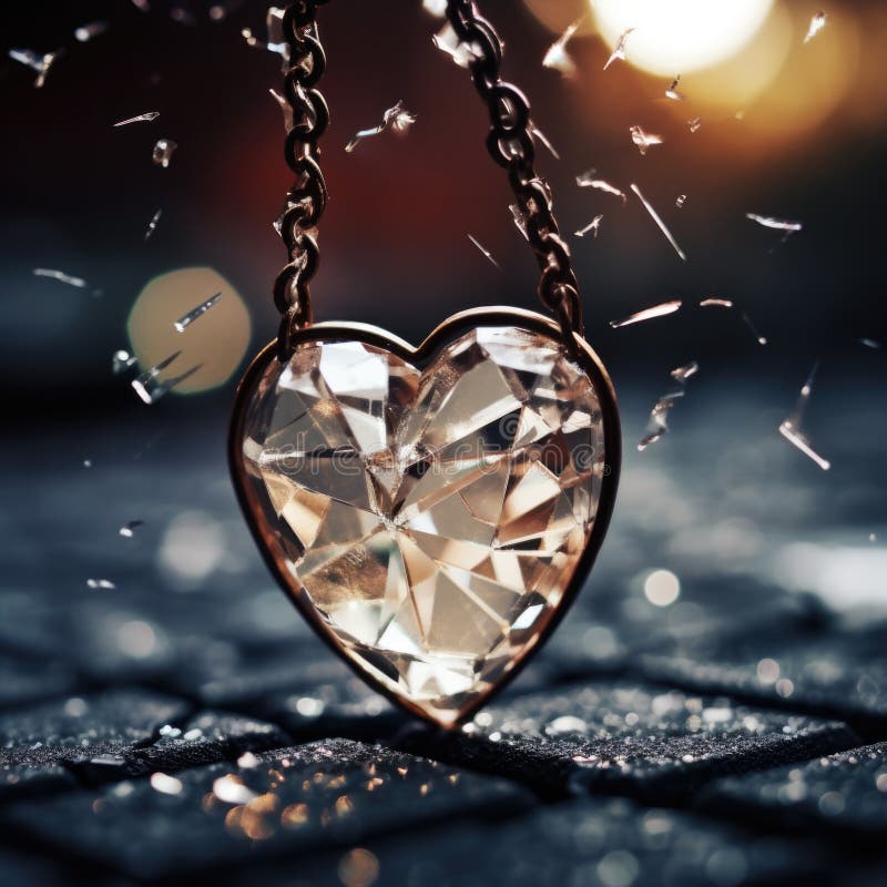 A Diamond Heart Pendant on a Chain, AI Stock Photo - Image of fashion ...