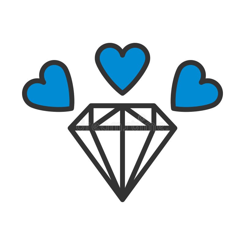 Diamond with Hearts Icon stock vector. Illustration of element - 256887017