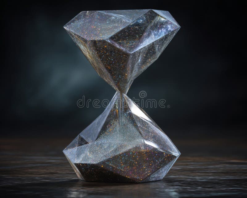 Diamond Hourglass on Dark Reflective Surface Stock Illustration ...