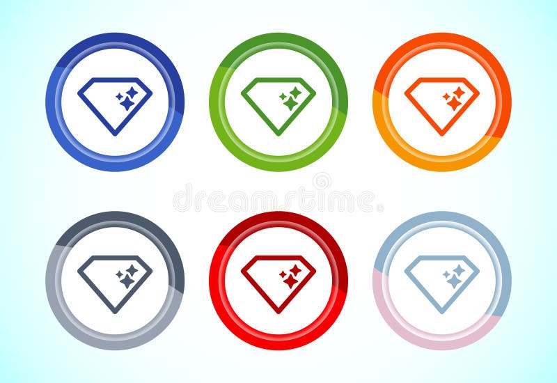 Diamond Icon Button Design Illustration. Jewel and Gem Icon, 6 Color ...