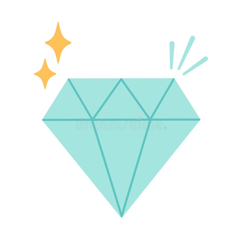 Diamond Icon. Cartoon Illustration of Diamond. Simple Hand Drawn. Retro ...