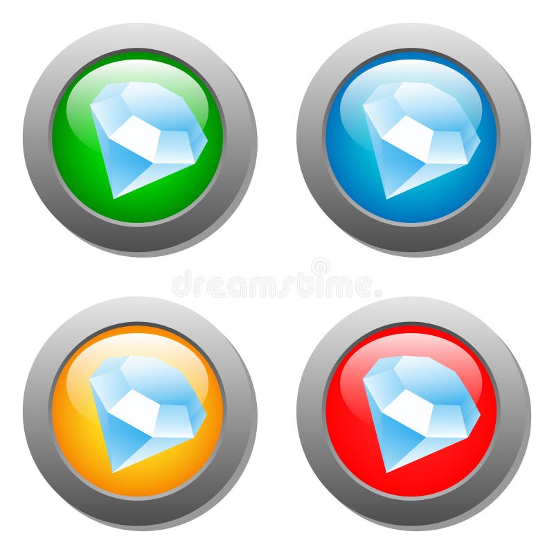Diamond Icon Glass Button Set Stock Vector - Illustration of clip ...
