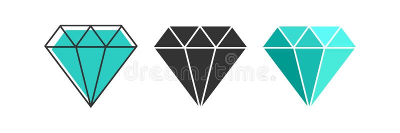 Diamond Icon Set. Brilliant Illustration Symbol Stock Vector ...
