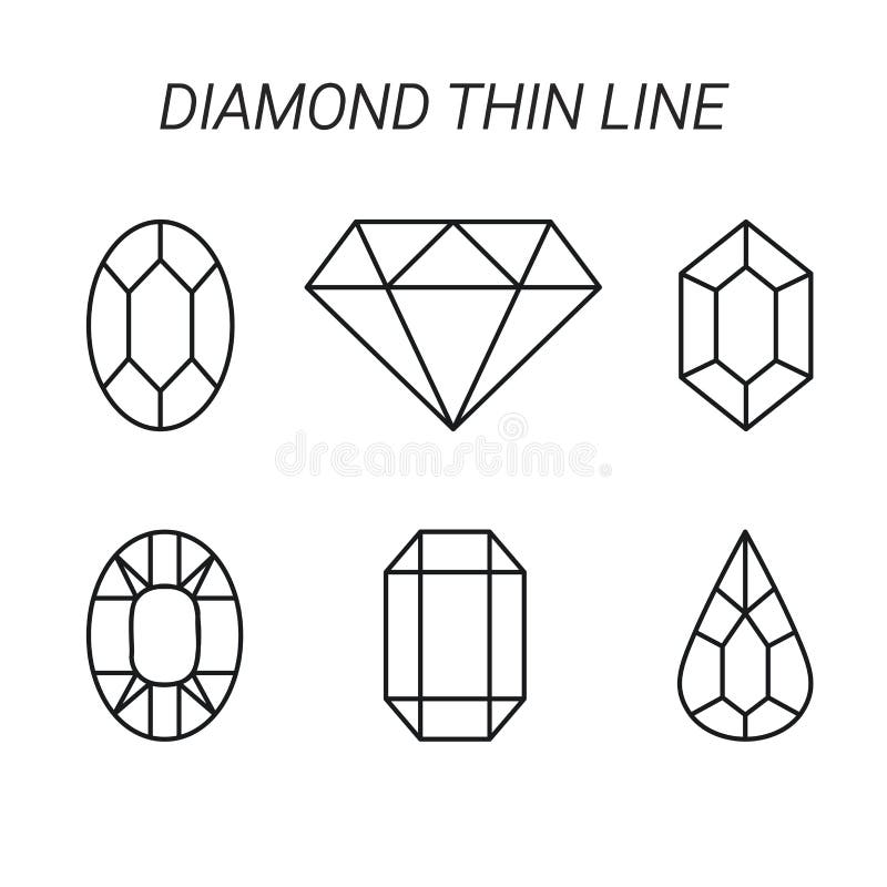 Diamond Vector Icons Set. - Stock Vector. Black Flat Stock Illustration ...
