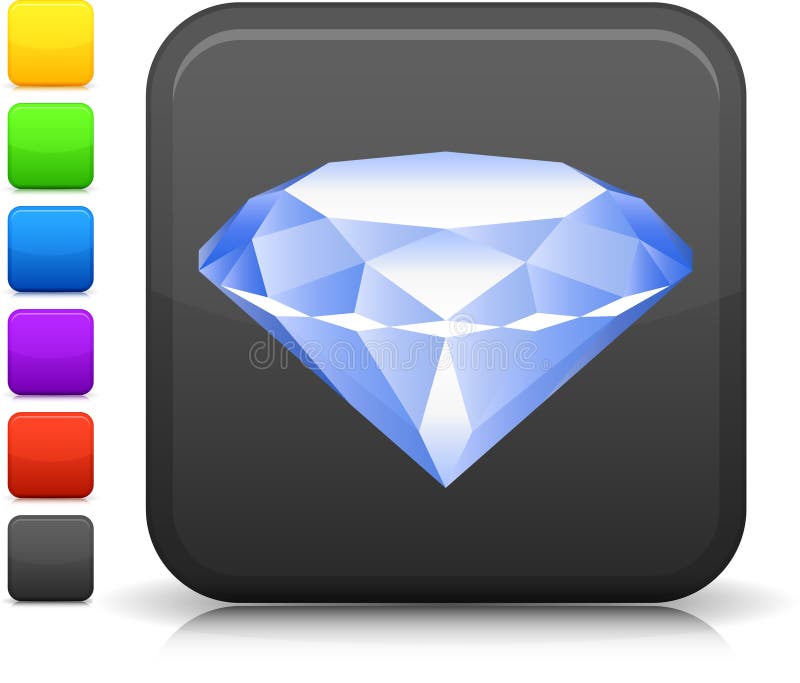 Diamond Icon on Square Internet Button Stock Illustration ...