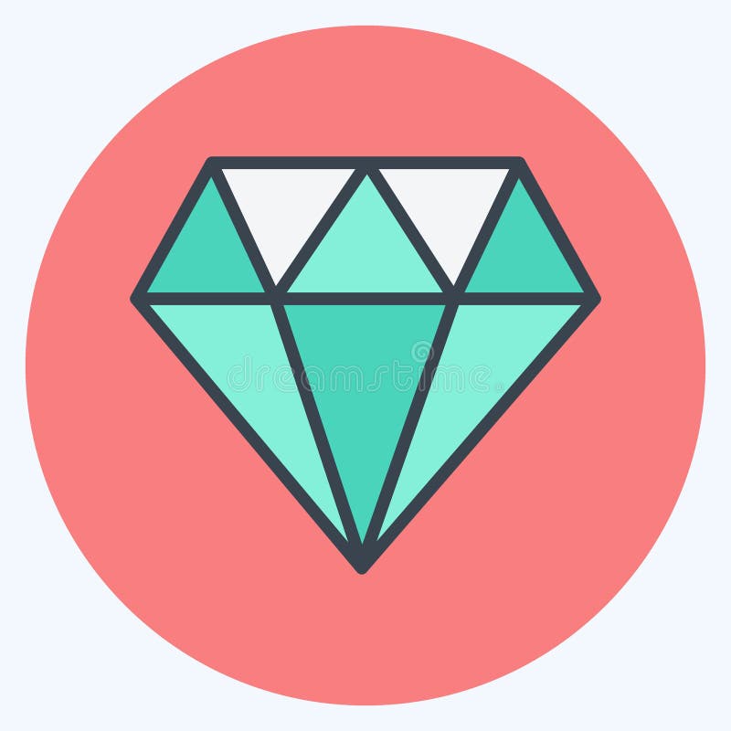 Diamond Icon in Trendy Color Mate Style Isolated on Soft Blue ...