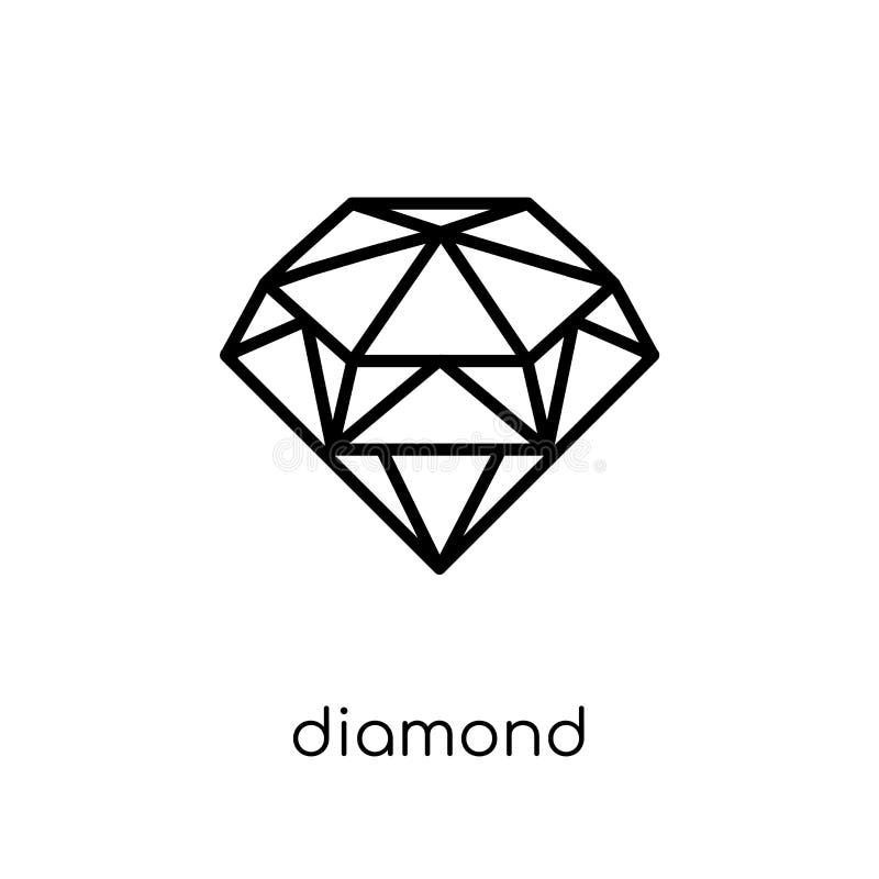 Diamond Icon. Trendy Modern Flat Linear Vector Diamond Icon on W Stock ...